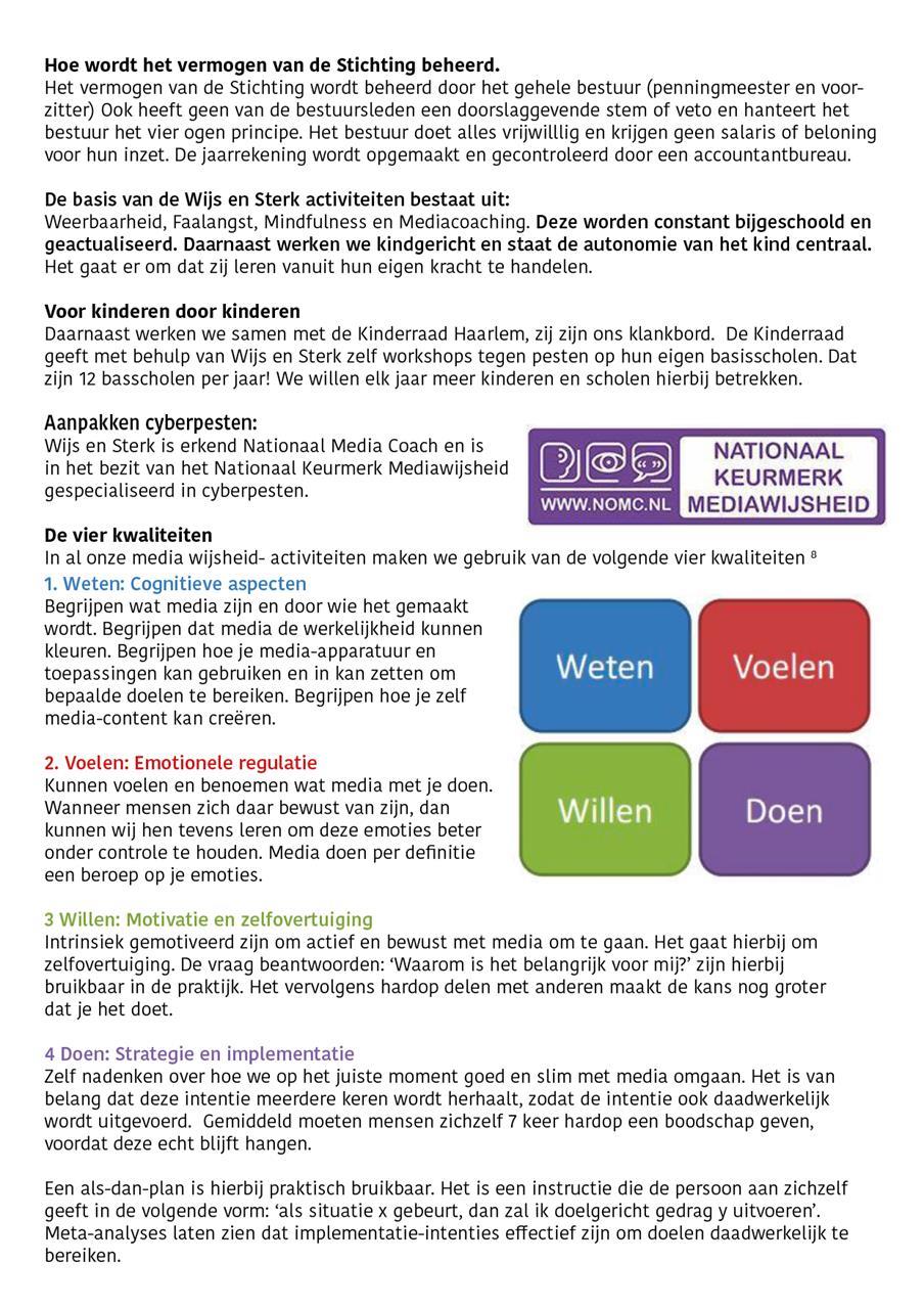 Beleidsplan - Wijs en Sterk