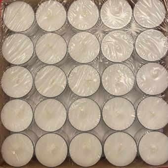 Små telys 8 timer's 50pk i plastkopp, hvite - Colseth as